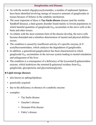 Sphingolipids ceramide Sphingomyelin glycolipids Gangliosides ...