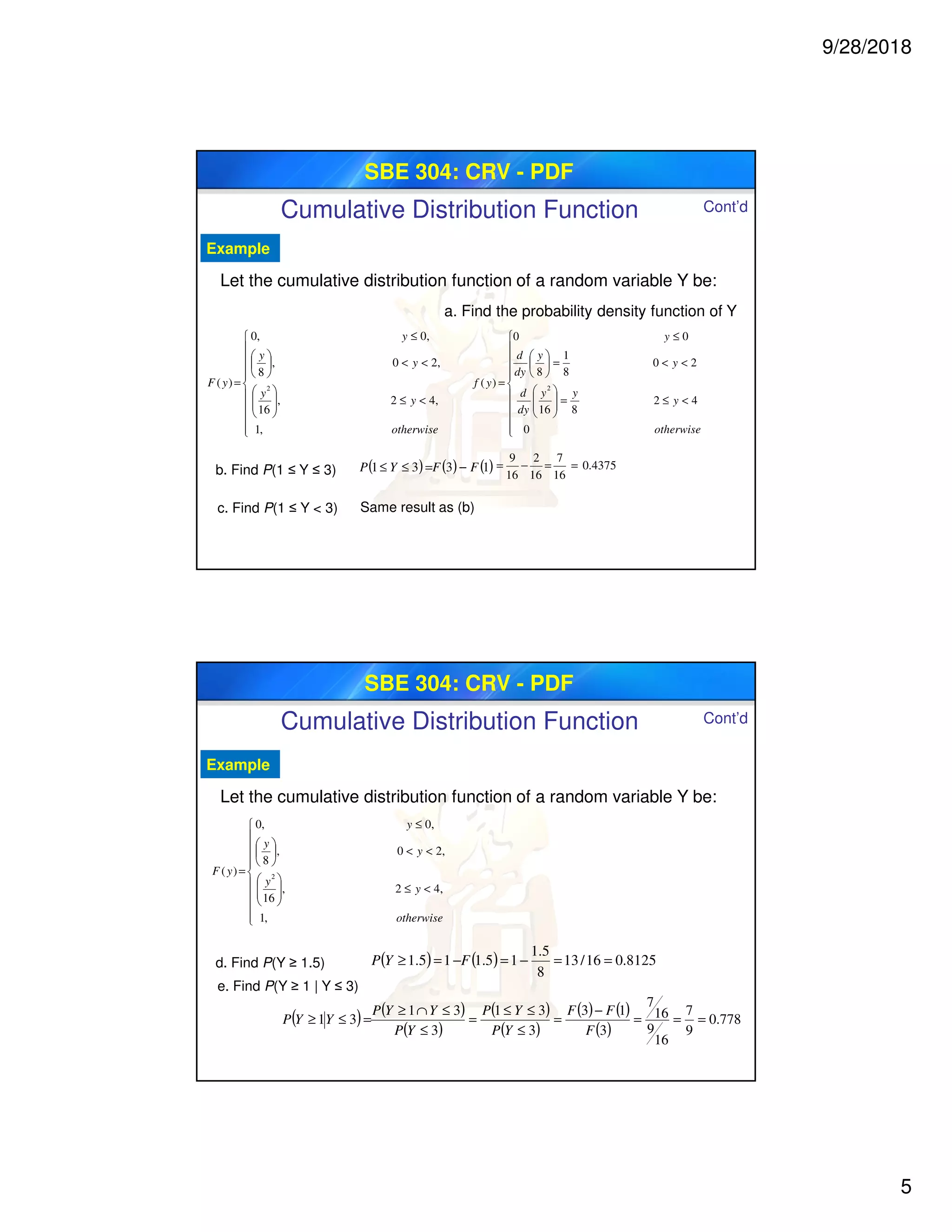 Lec 3 continuous random variable | PDF