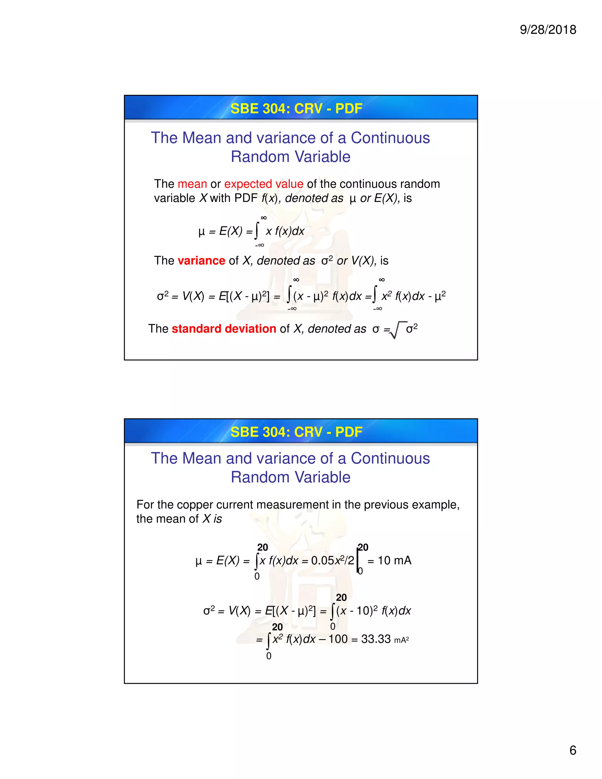 Lec 3 continuous random variable | PDF