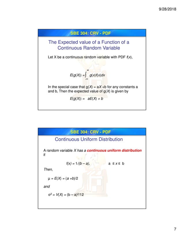 Lec 3 continuous random variable | PDF