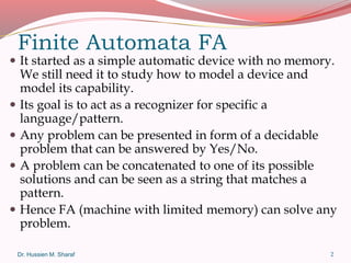Theory of computation Lec3 dfa | PPTX
