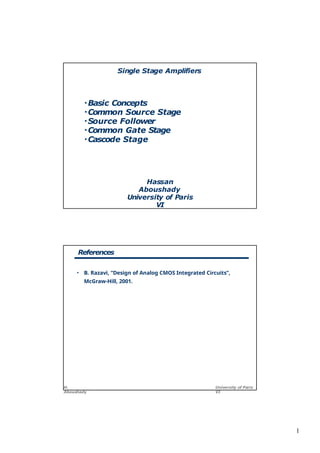 Single stage amplifier and applications | PPTX