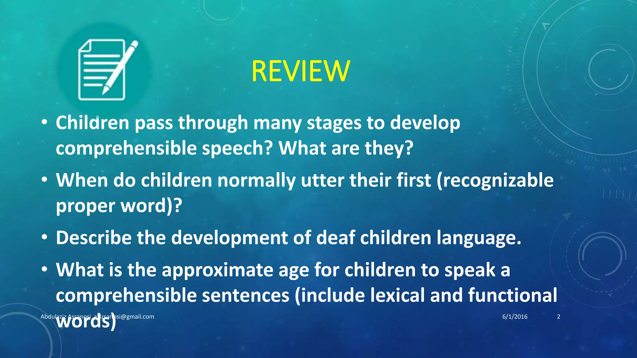 The development of speech comprehension | PPTX