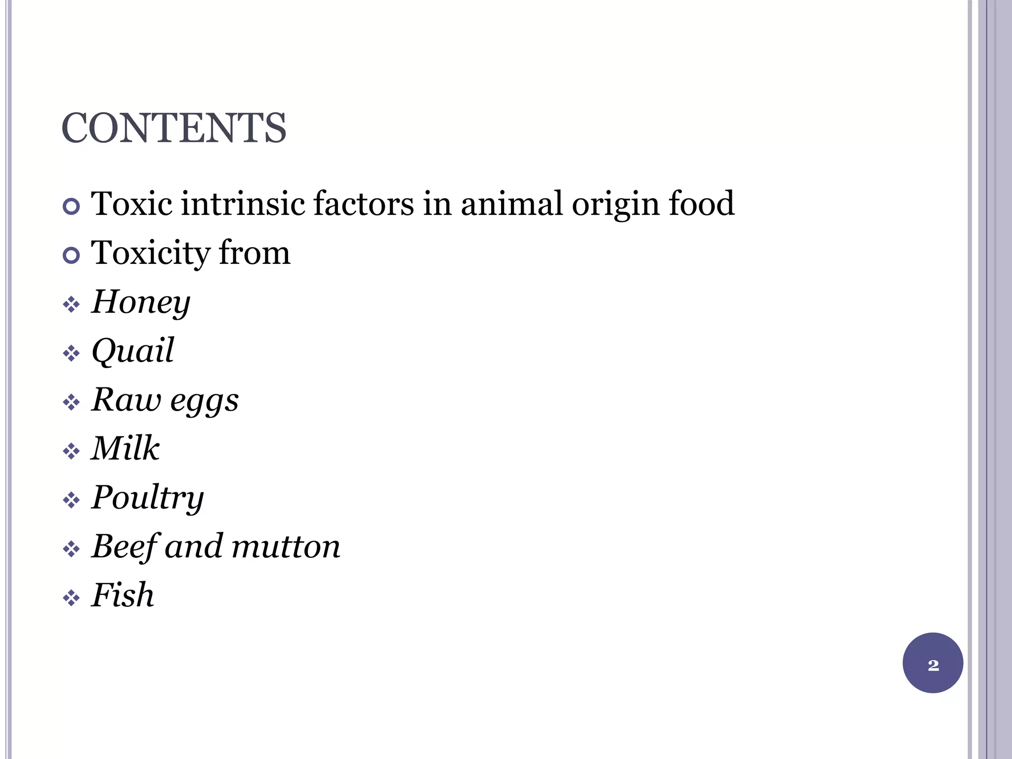 toxicity from animal origin foods | PPTX