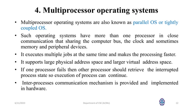 CS403: Operating System : Lec 3 Types of OS (1) .pptx | Computer Networking | Computing