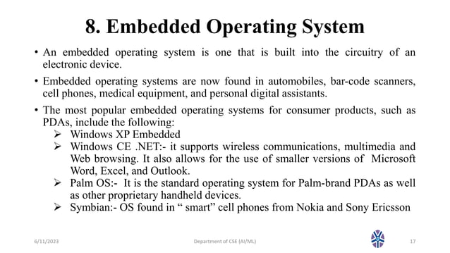 CS403: Operating System : Lec 3 Types of OS (1) .pptx | Computer Networking | Computing