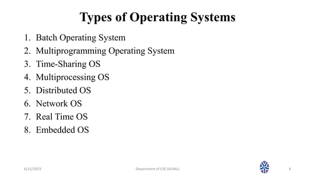 CS403: Operating System : Lec 3 Types of OS (1) .pptx | Computer Networking | Computing