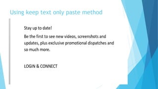 Inserting and editing text in MS Word | PPTX