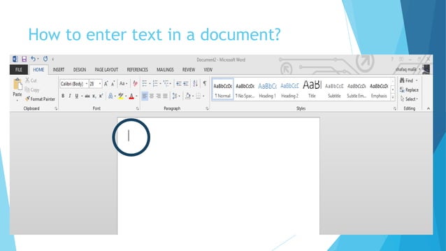 Inserting and editing text in MS Word | PPTX | Desktop Publishing | Computer Software and ...