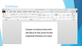 Inserting and editing text in MS Word | PPTX | Desktop Publishing | Computer Software and ...