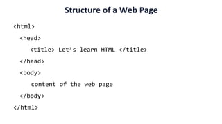Introductions of the HTML Language .pptx