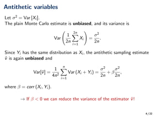 Lec4.Variance_Reduction stochastic simulation | PPT