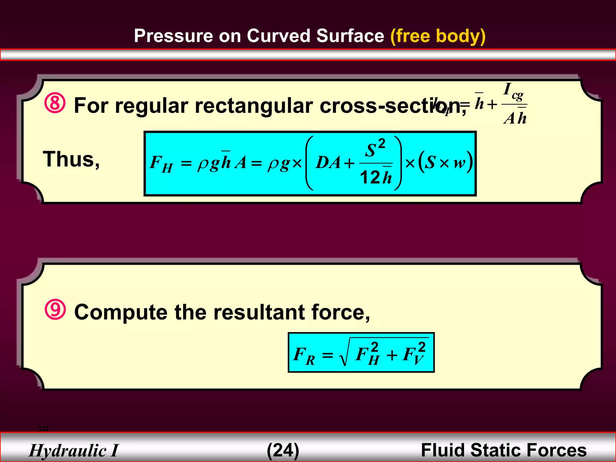 Lec of Fluid static forces .ppt