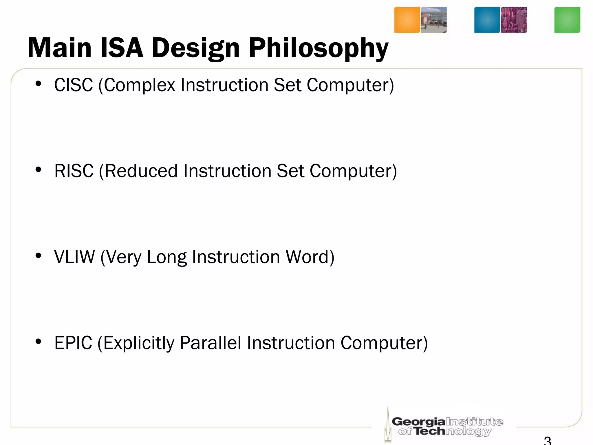 Lec4 Computer Architecture by Hsien-Hsin Sean Lee Georgia Tech -- ISA | PPT