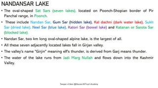 Lec 4 - Lakes of Jammu and Kashmir - General Knowledge About Jammu and ...