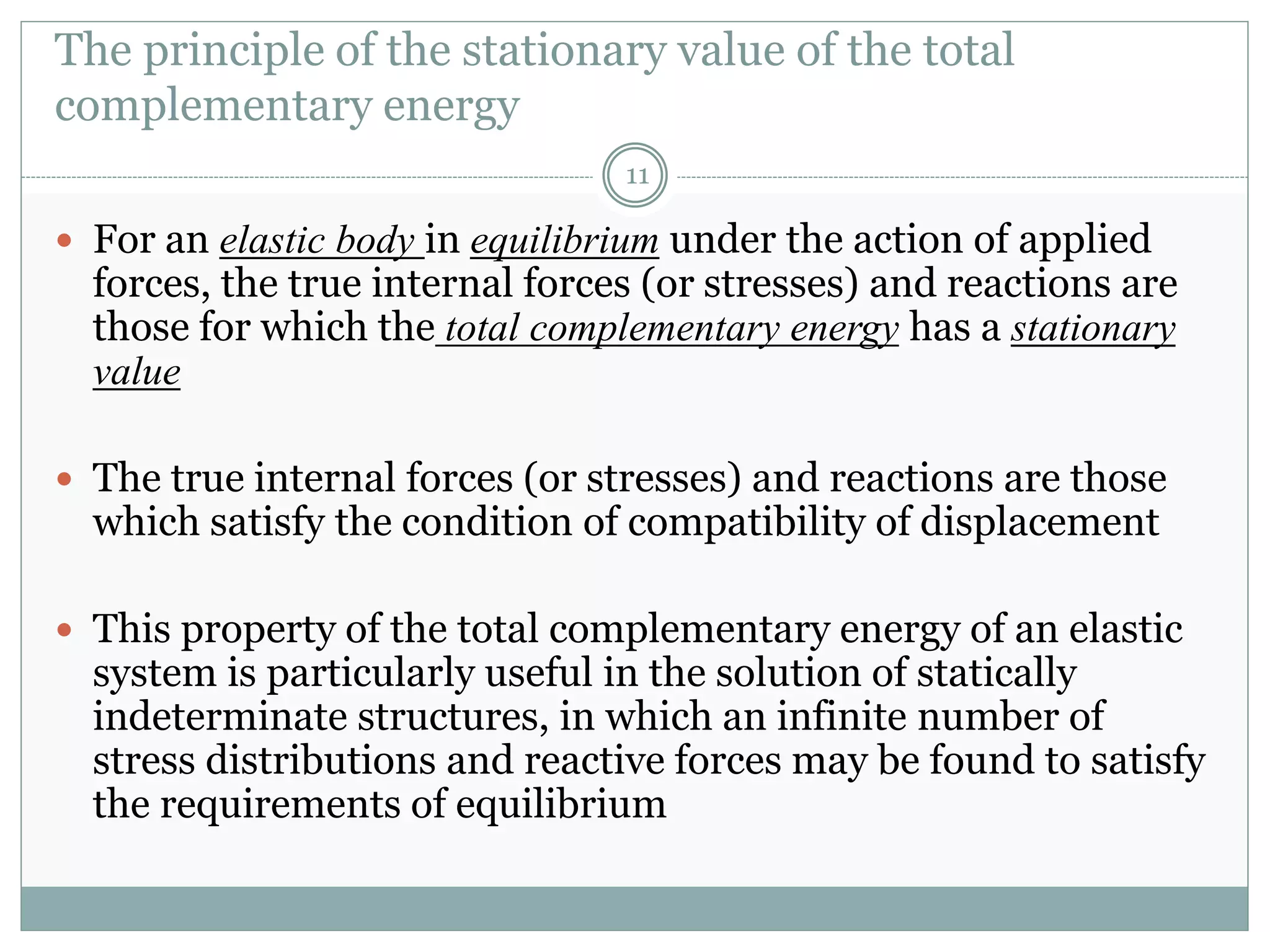 Complimentary Energy Method in structural analysis | PPTX