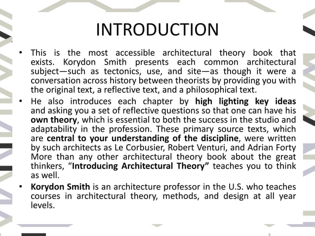 Lec 4 introducing architectural theories | PPTX | Books and Literature