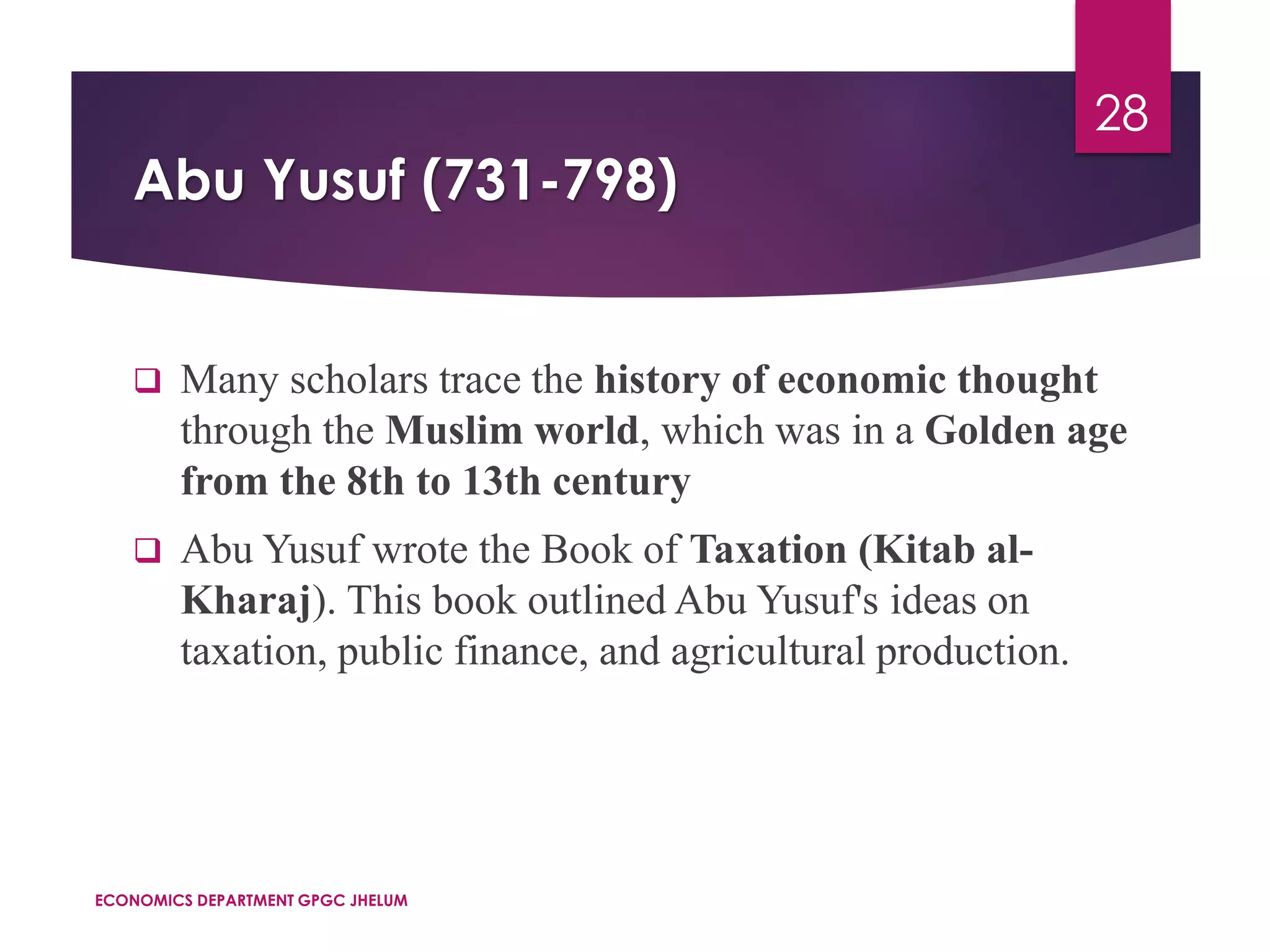 HISTORY OF ECONOMIC THOUGHT - ISLAMIC THOUGHT | PDF