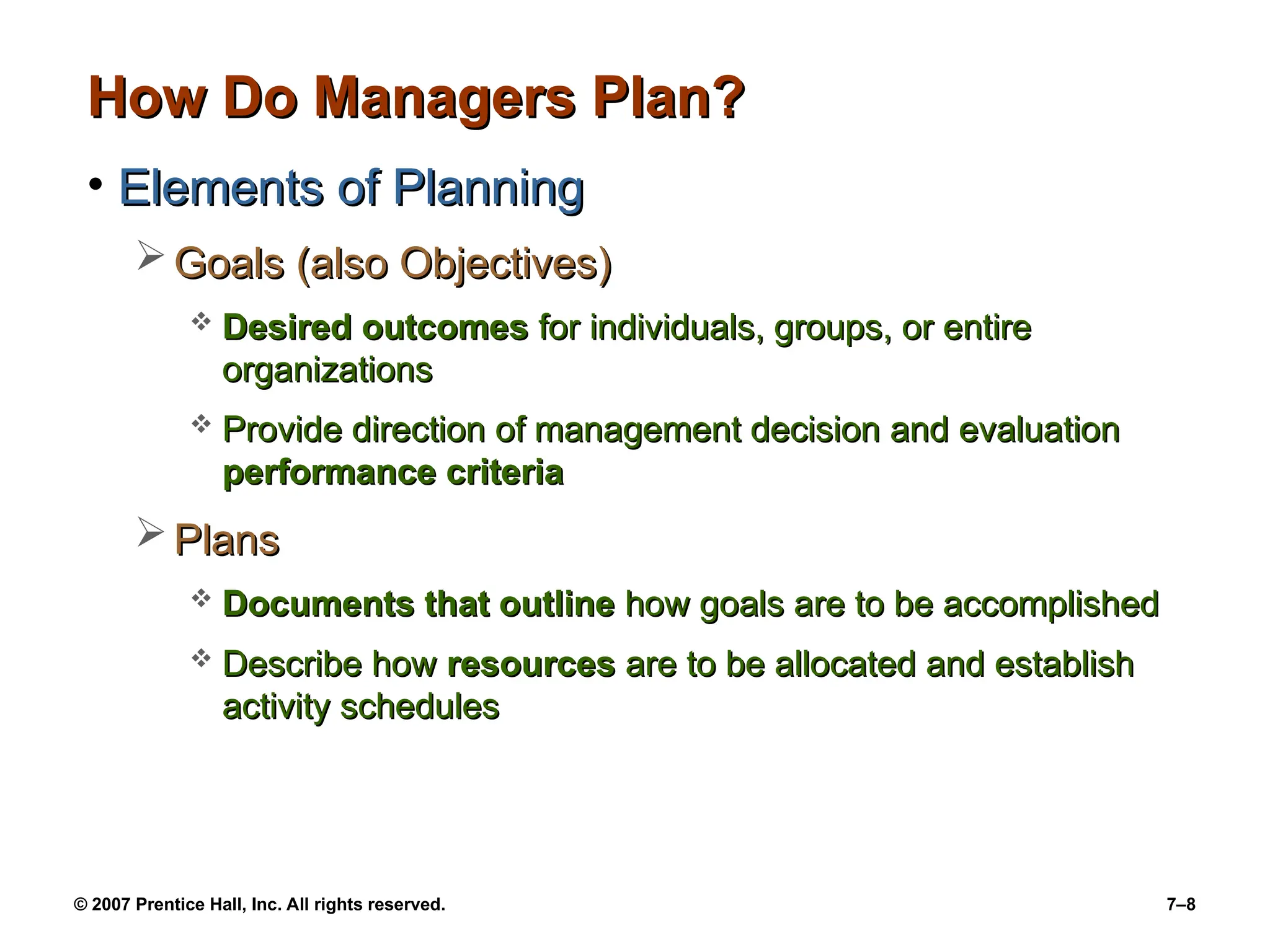 lec 4 planning and gols.ans goals , types of plans types of goal ...