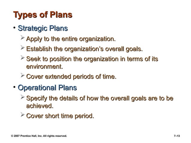 lec 4 planning and gols.ans goals , types of plans types of goal, traditional goal setting ...