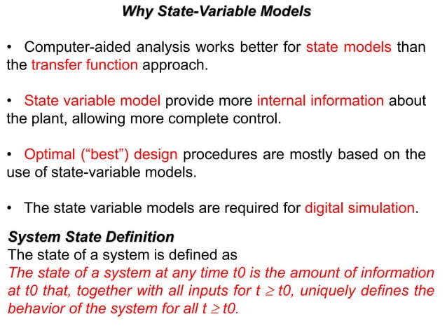 Lec4 State Variable Models are used for modeing | PPT