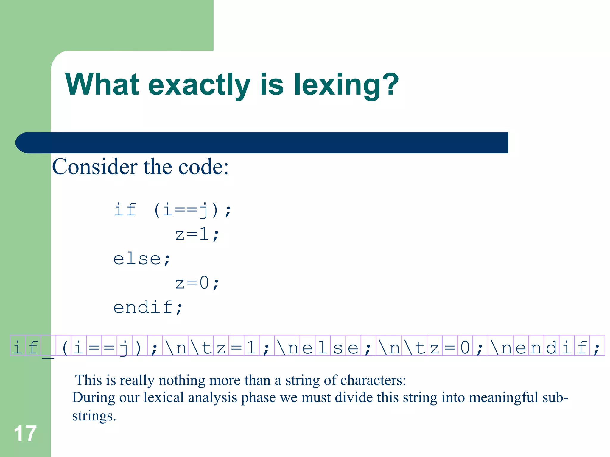 Lexical Analysis | PPT | Programming Languages | Computing