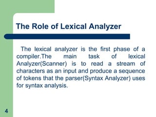 Lexical Analysis | PPT | Programming Languages | Computing