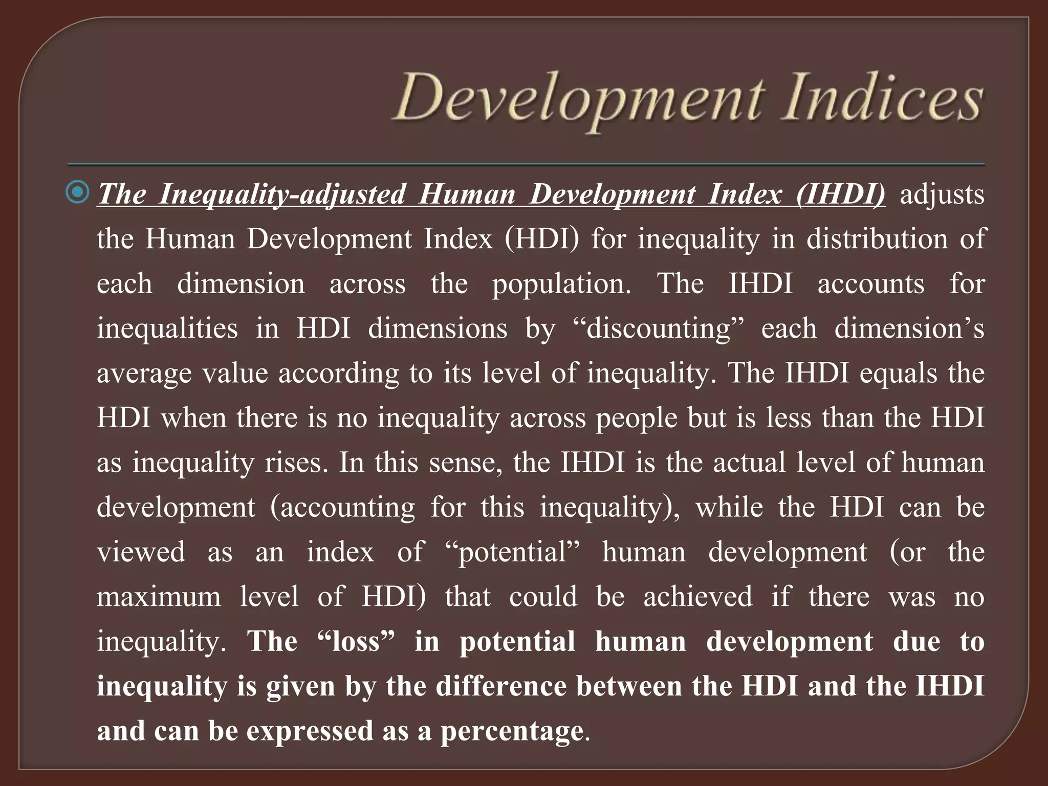 Economic Development Indicators, indices and HDI | PPT | Free Download