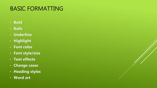 Formatting of Text in Ms Word | PPTX