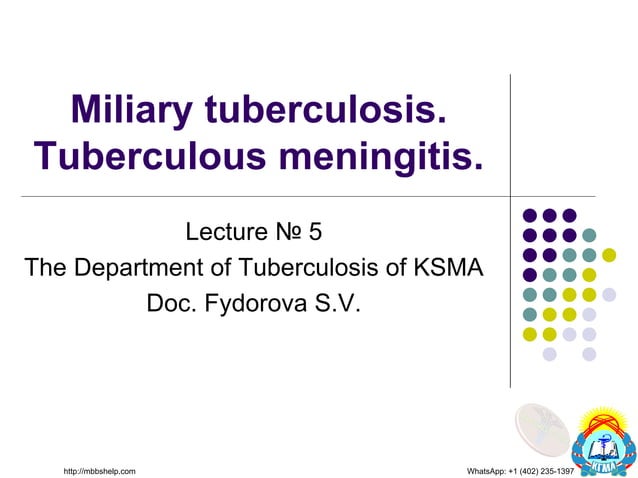 Lec 5.pdf tuberculosis miliary tuberculosis meningitis | PPT