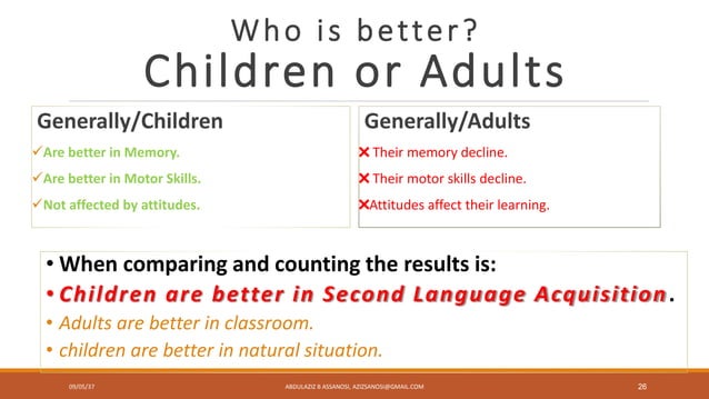 Children vs Adults SLA