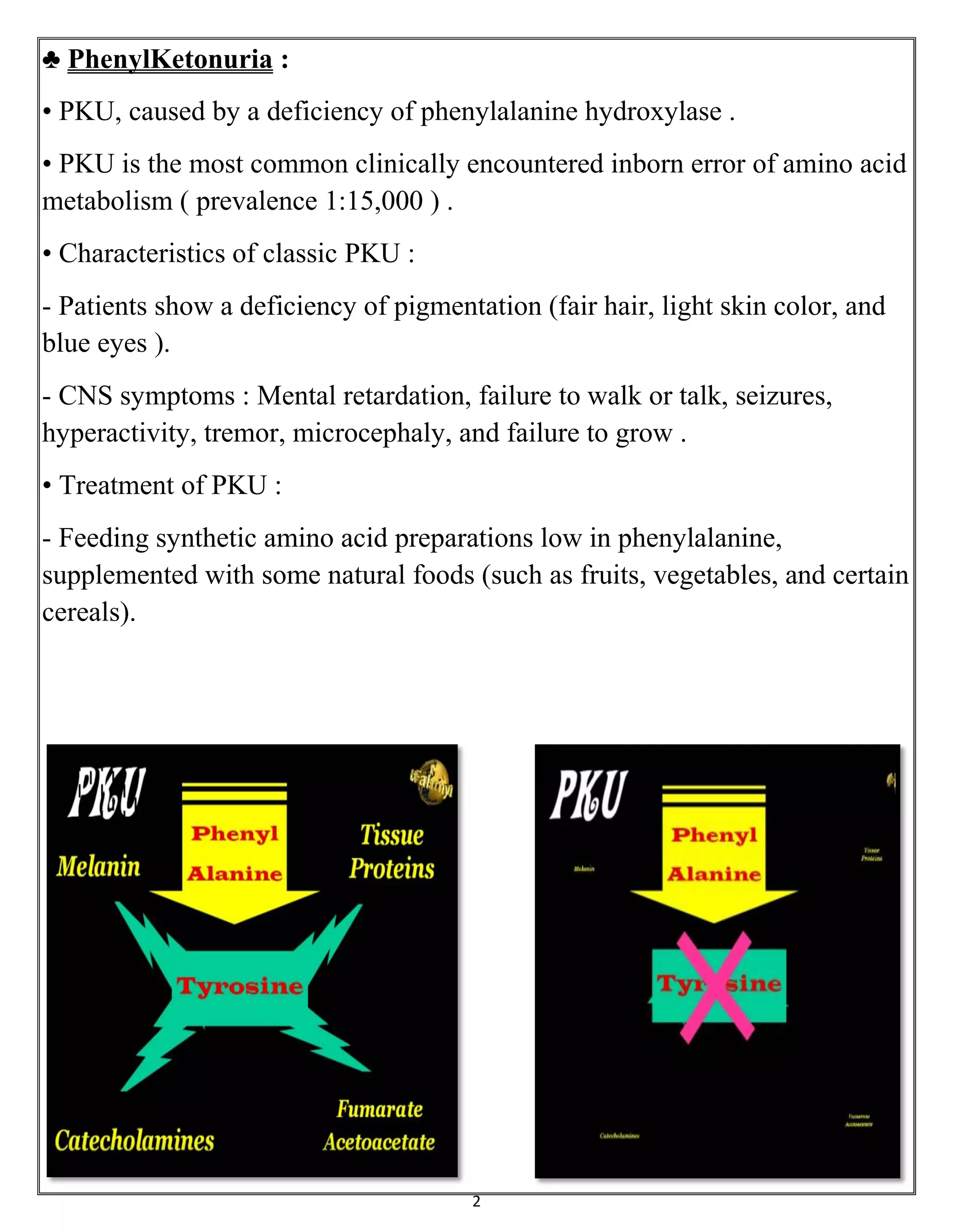 PhenylKetonuria & Alkaptomuria & Albinism & Cystinuria & Maple Syrup ...
