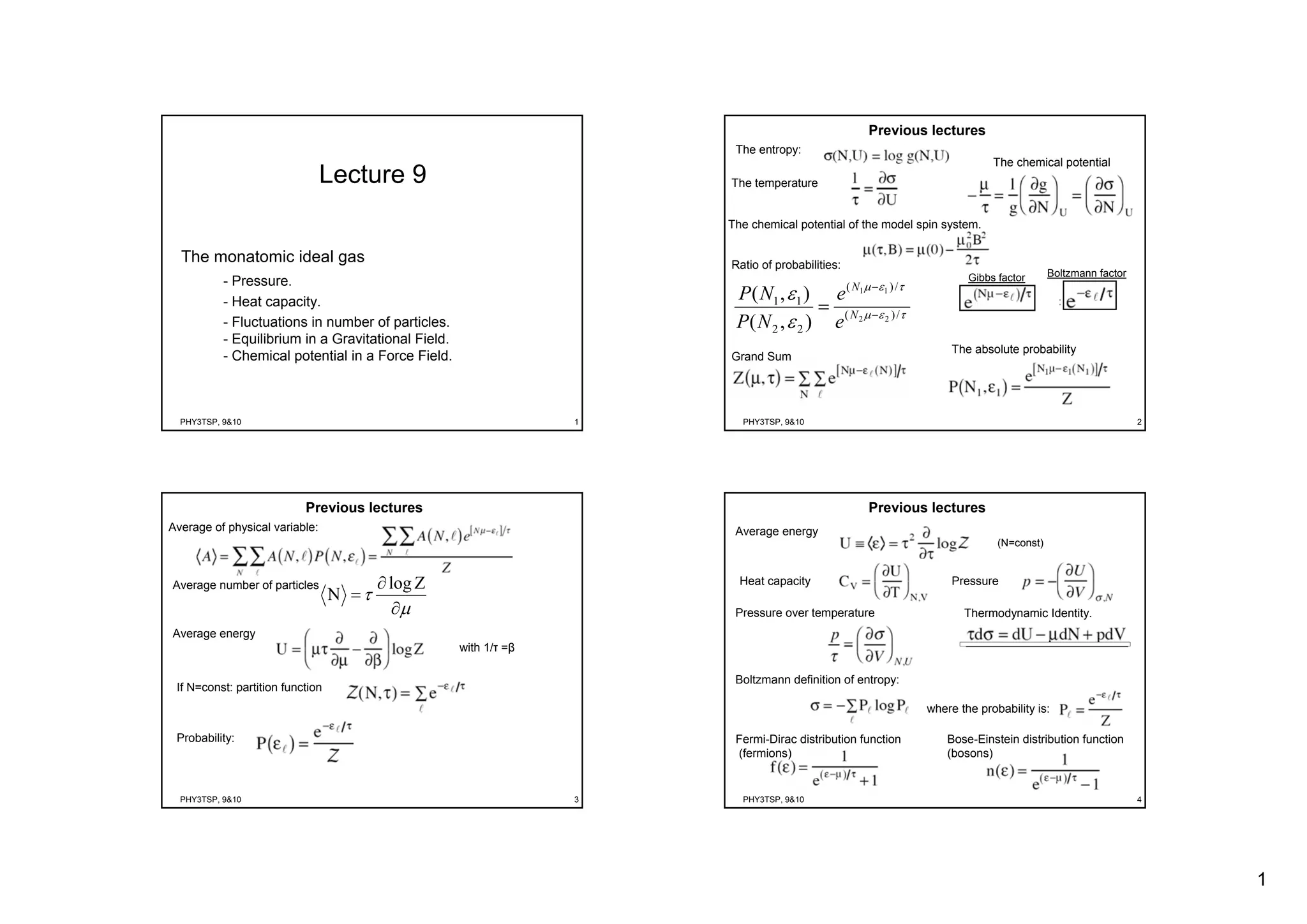The monoatomic ideal gas | PDF