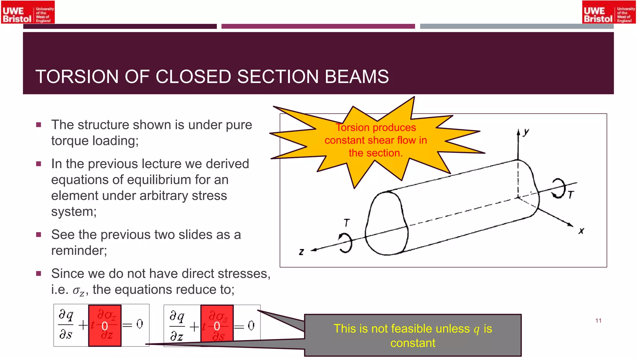 Lec5 torsion of thin walled beams | PPTX