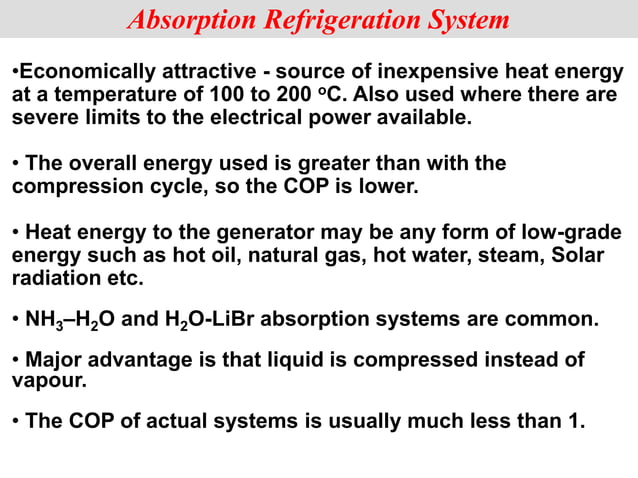 lec 5 Vapour Absorption Refregiration Cycle.ppt | Chemistry | Science