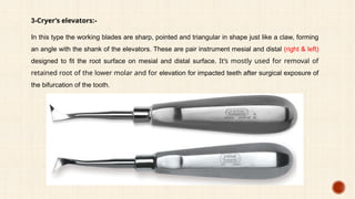 elevators used in dentistry with many types of it | PPT