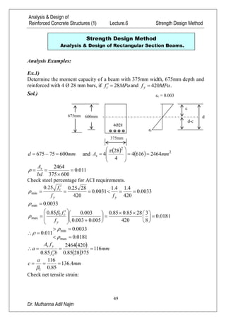 Lec.6 strength design method rectangular sections 2 | PDF