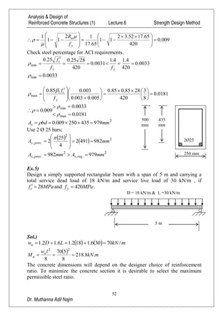 Lec.6 strength design method rectangular sections 2 | PDF