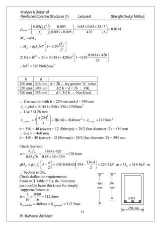 Lec.6 strength design method rectangular sections 2 | PDF