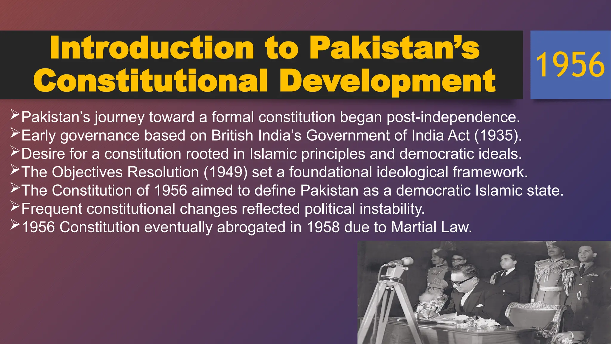 1956 constitution of Pakistan | Parliamentary System | PPTX