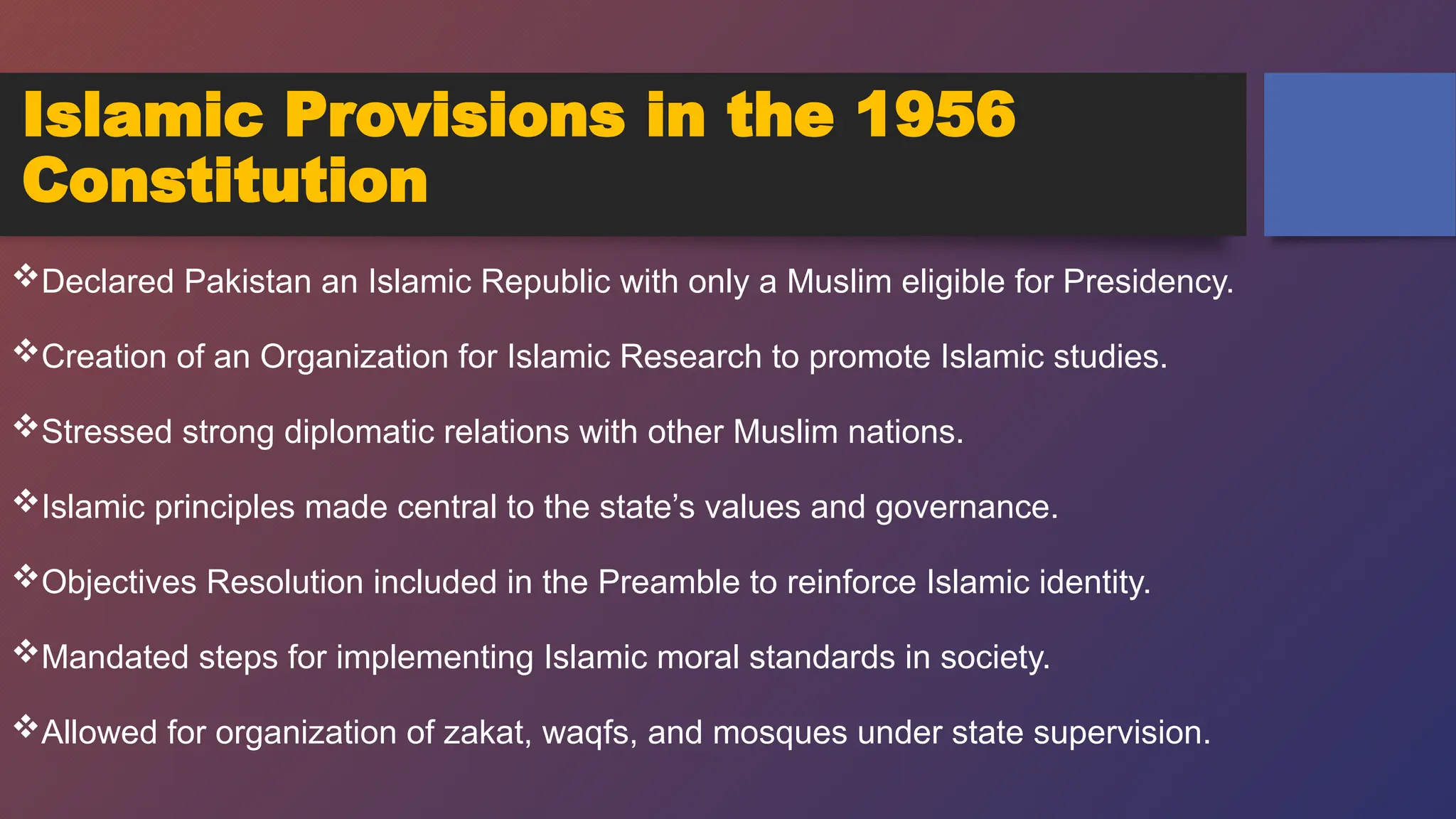 1956 constitution of Pakistan | Parliamentary System | PPTX