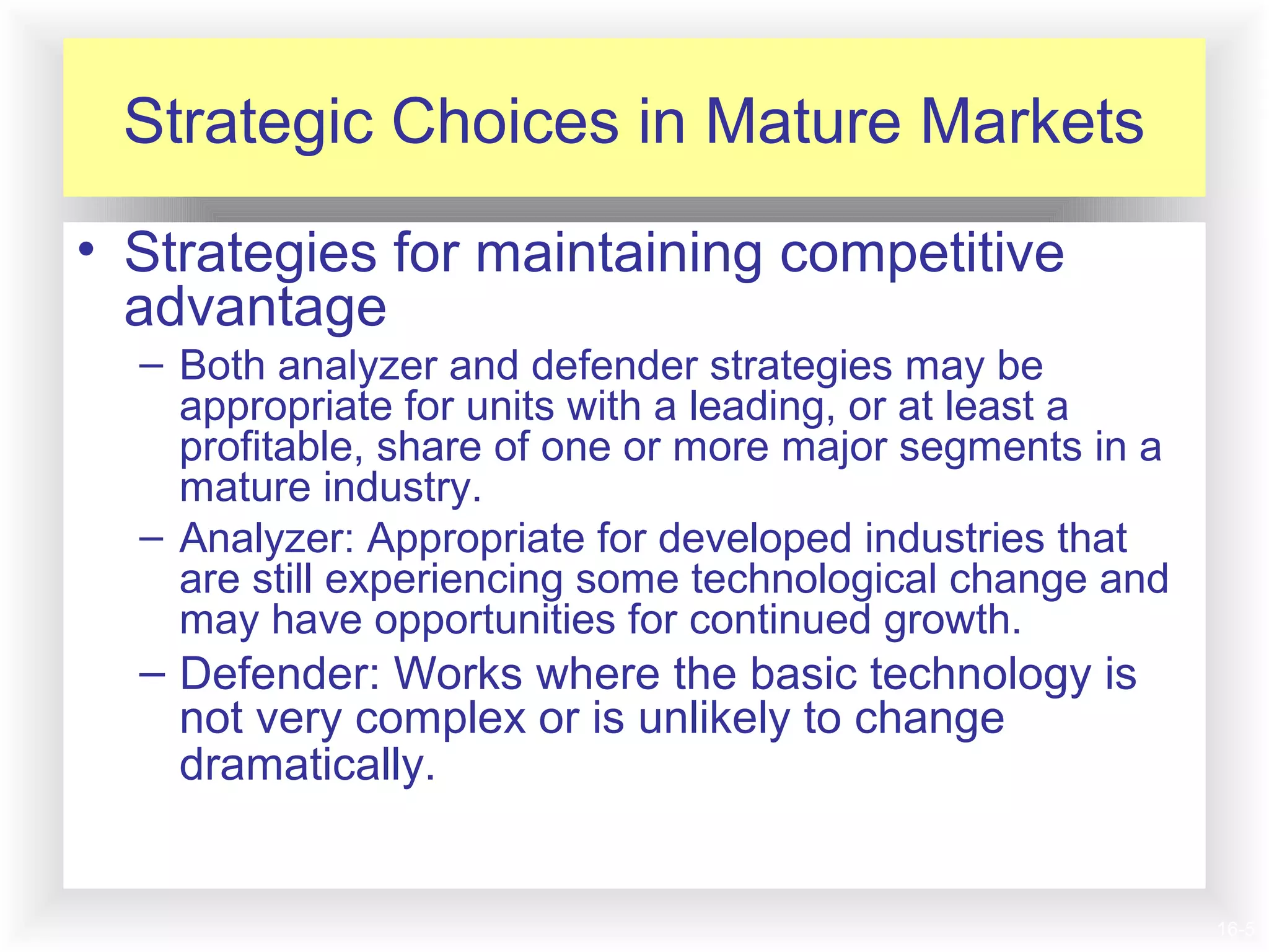 Strategies for Mature and Declining Markets | PPT
