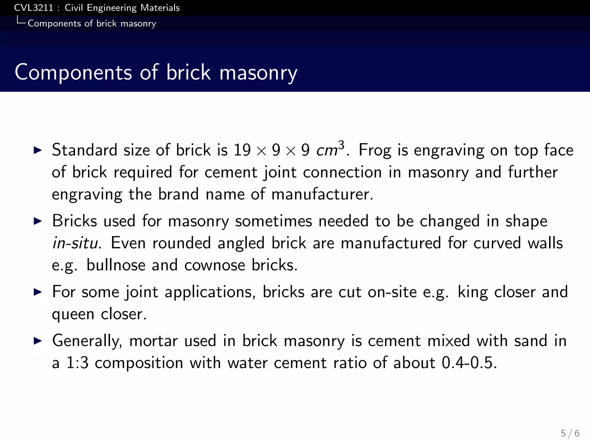 Lecture on Brick Masonry | PDF