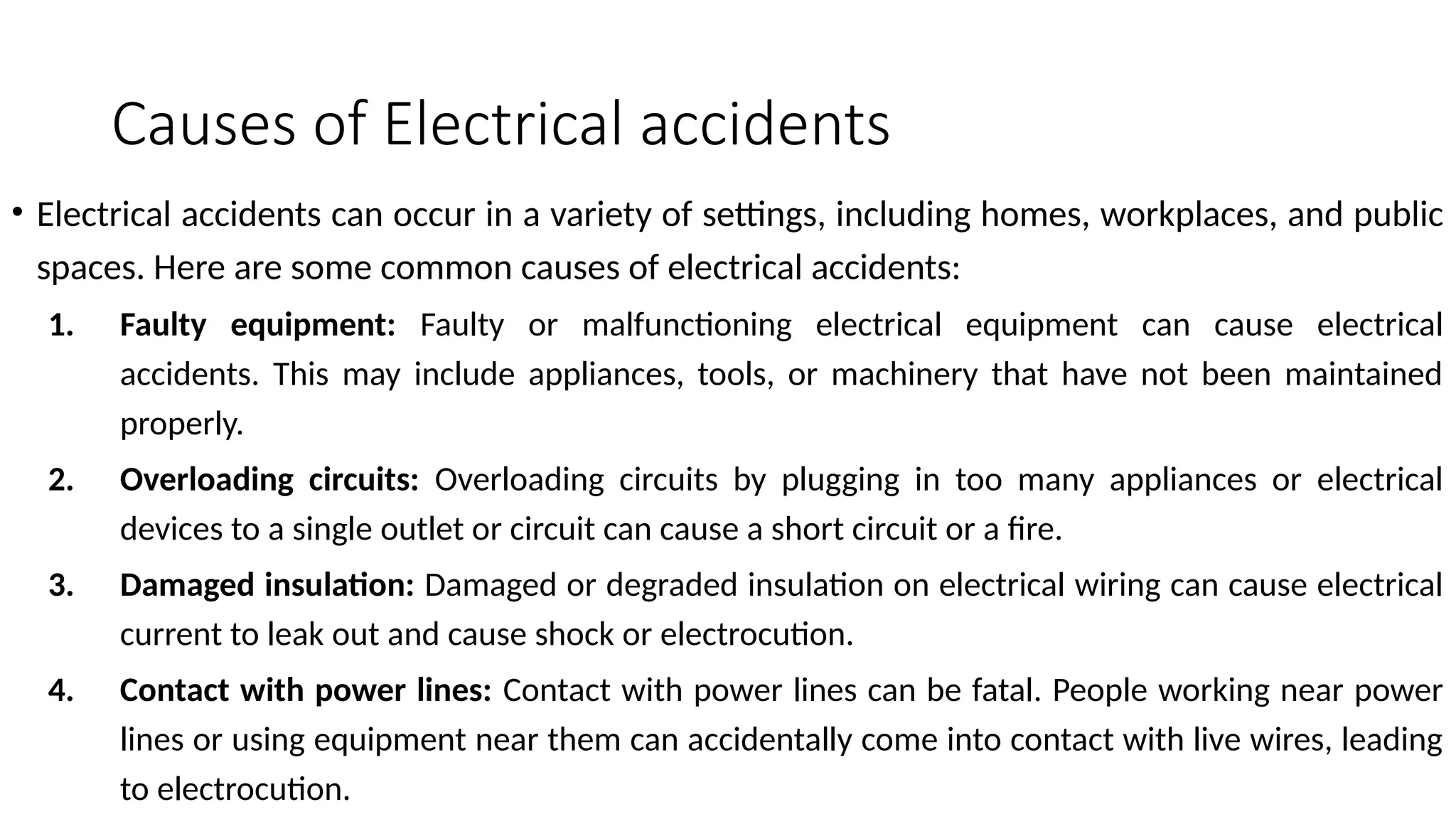 Causes of Electrical accidents and Factors affecting the severity of ...