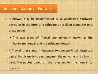 Firewall (Network Firewall used by Network) | PPT