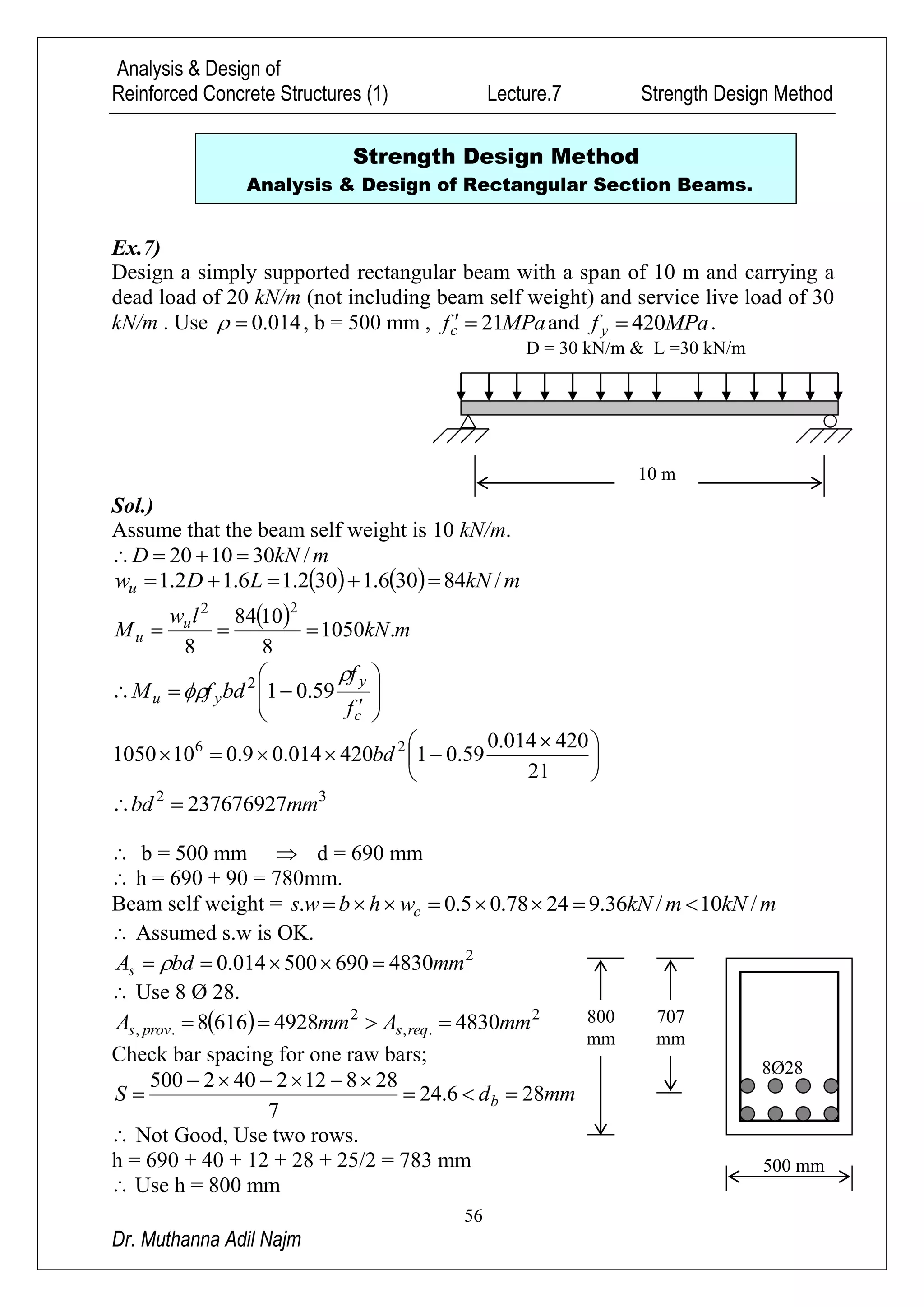 Lec.7 strength design method rectangular sections 3 | PDF