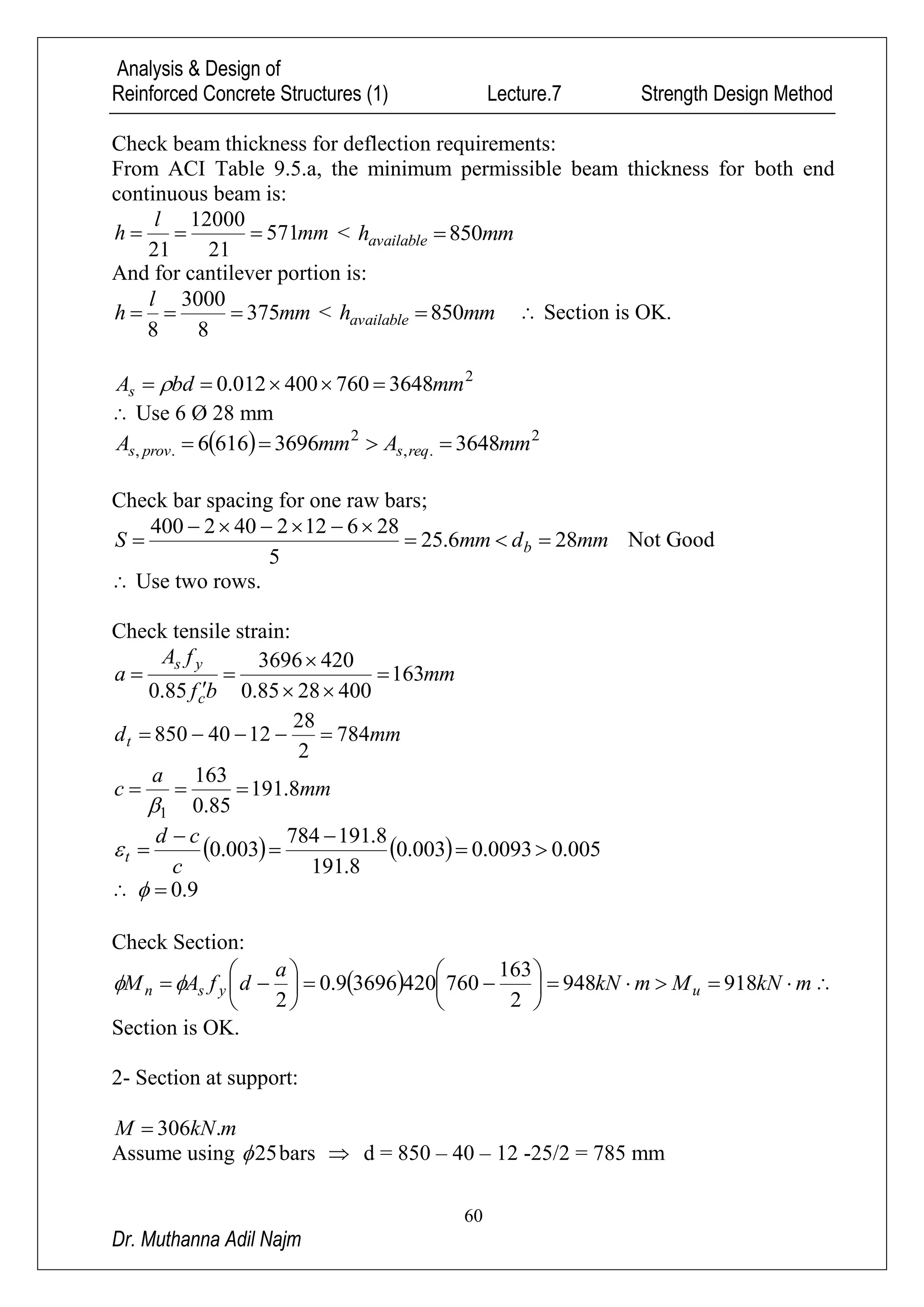 Lec.7 strength design method rectangular sections 3 | PDF