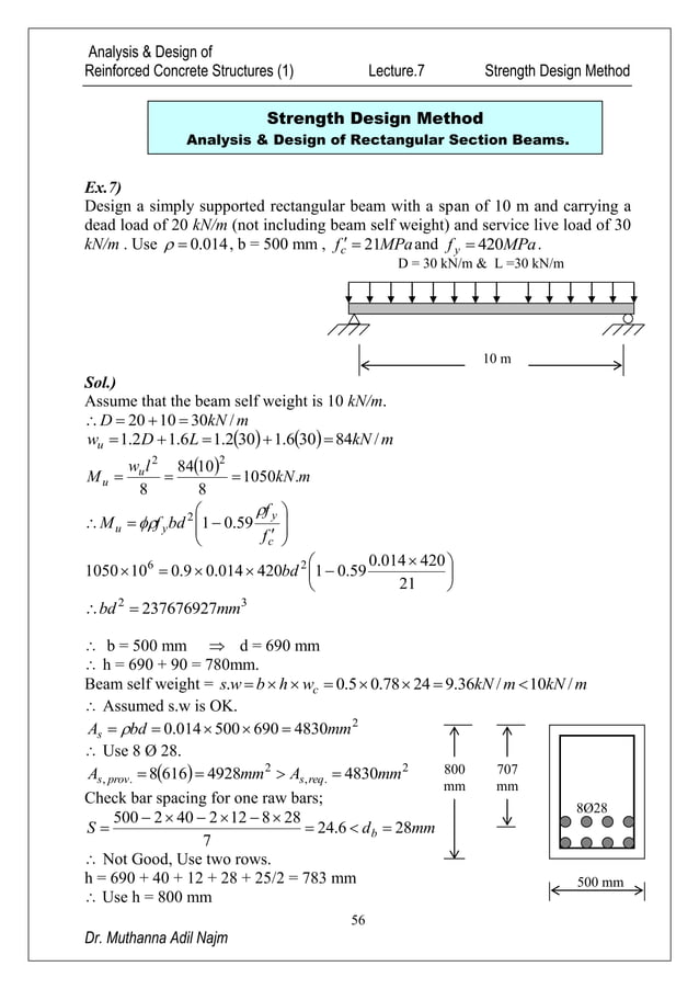 Lec.7 strength design method rectangular sections 3 | PDF