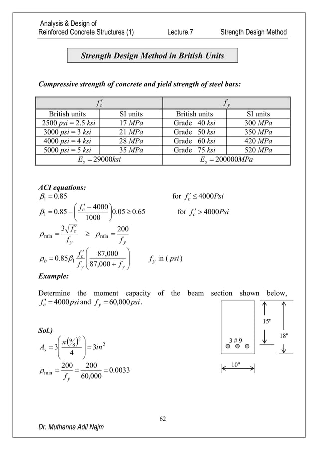 Lec.7 strength design method rectangular sections 3 | PDF
