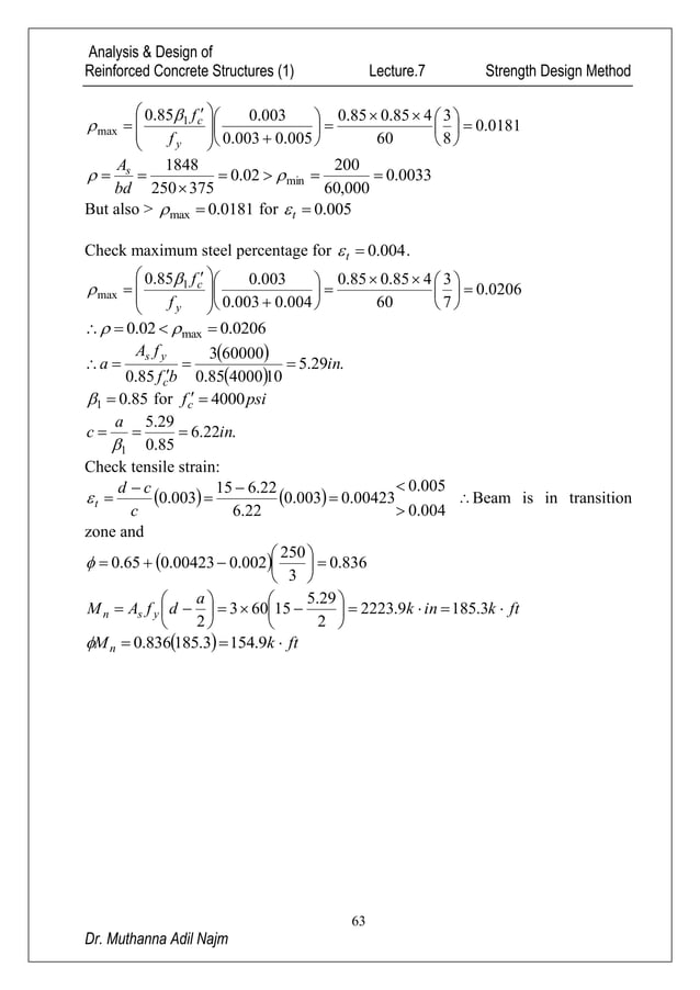 Lec.7 strength design method rectangular sections 3 | PDF
